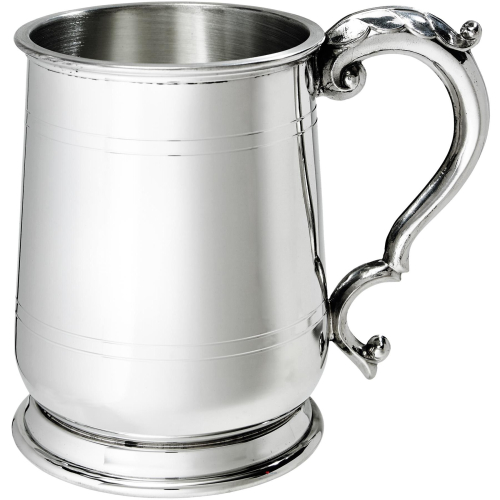 Pewter Tankard 1 Pint Jacobean Shaped Double Lines Pewter Pure Heavy ...