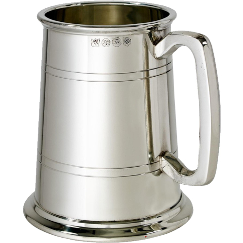 Pewter Glass Bottom Tankard 1 Pint Broad Rim Feature Touchmark Pure ...