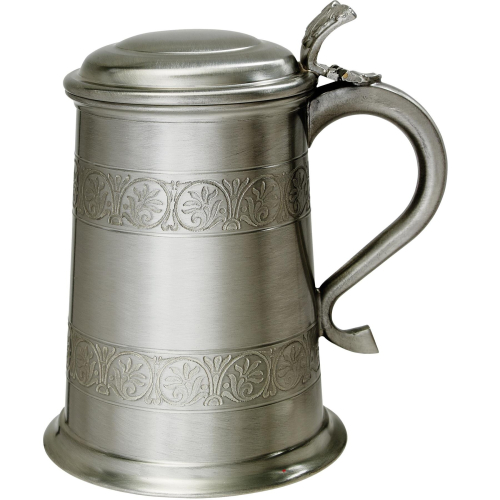 Pewter Lidded Tankard 1 Pint Medieval Style with Swan Handle Pure Heavy ...