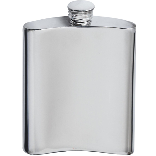 6oz Pewter Hip Flask England 3 Lions Motif, Kidney Shaped Bright ...