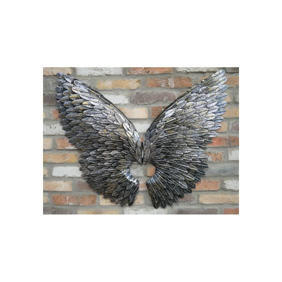 Brushed Gold Metal Angel Wings Wall Art Sculpture Plaque Home Garden on ...