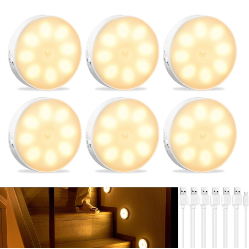 6 Pieces 8 LED Motion Sensor Lights PIR Wireless Night Light Stair Lamp ...