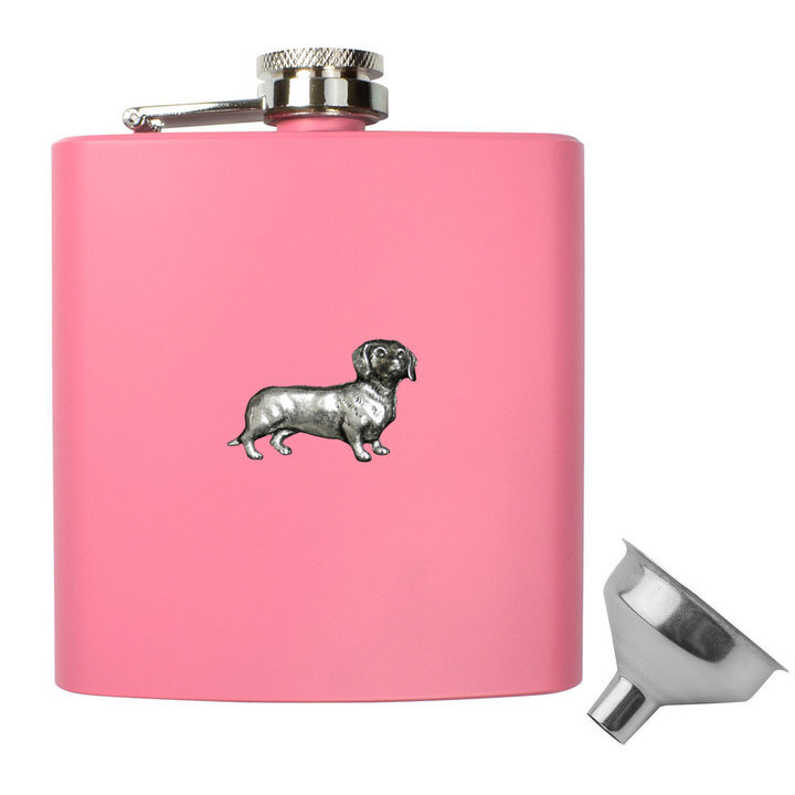 6oz Pink Daschund Sausage Dog Hip Flask With Filling Funnel on OnBuy