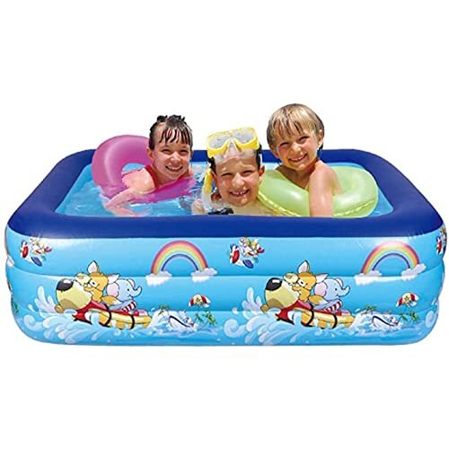 Inflatable Swimming Pool 3 Ring 130cm For Children/Adult, Bubble Bottom ...