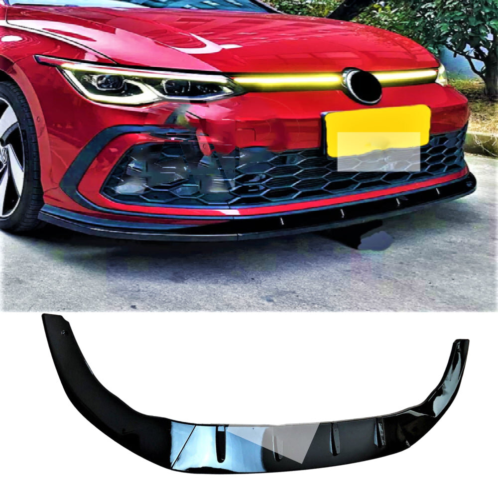 VW Golf MK8 GTI GTD R Line Gloss Black Front Splitter Spoiler Lip Body ...