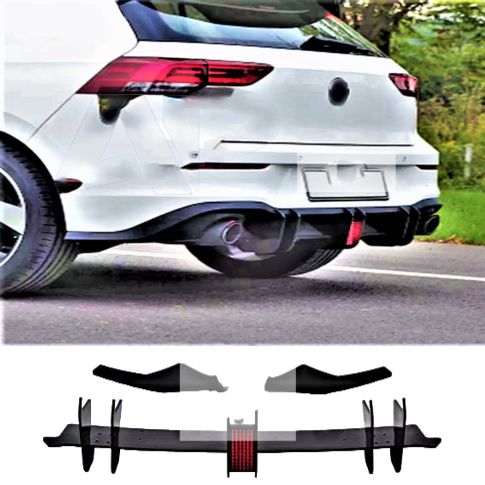 VW Golf GTI MK8 Rear Blade Diffuser & Side Splitters With F1 Lamp ...