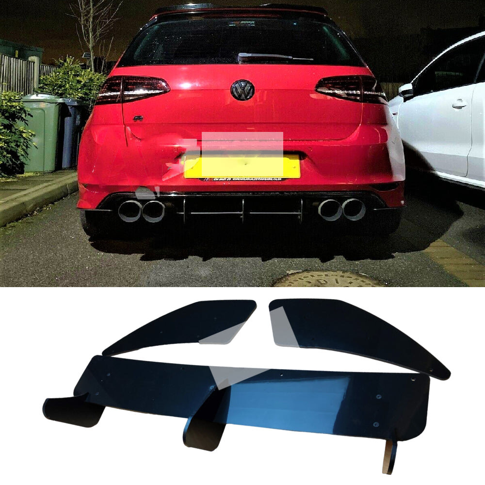 VW Golf R MK7 Rear Diffuser and Rear Side Splitters 2013-2016 Spoiler ...