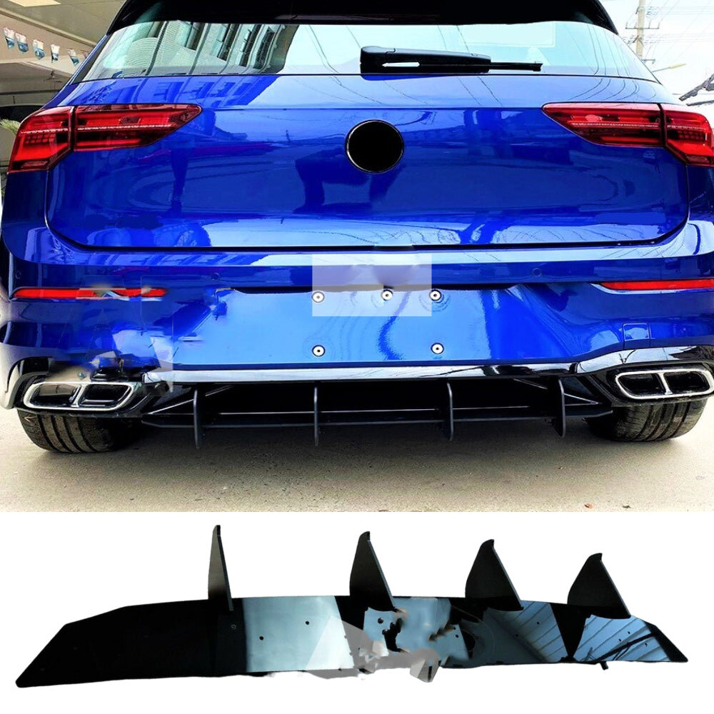 VW Golf MK8 TSI TDI R Line Rear Blade Style Diffuser 2020+ Spoiler Body ...