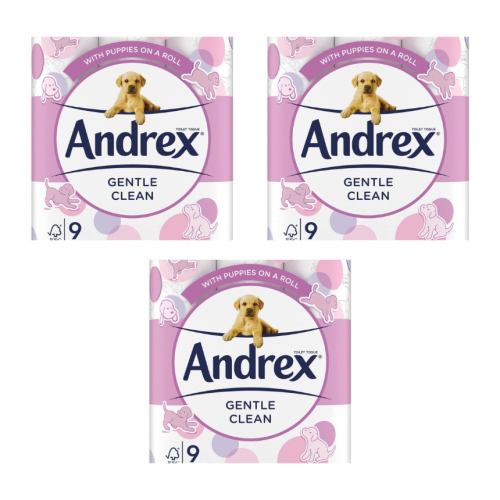 Andrex Gentle Clean Toilet Tissue 9 Rolls Pack Of 3 on OnBuy