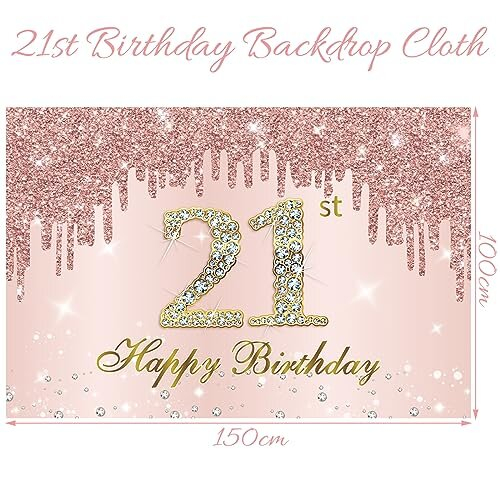 21st Birthday Banner, 21st Birthday Decorations for Her, WKxinxuan ...