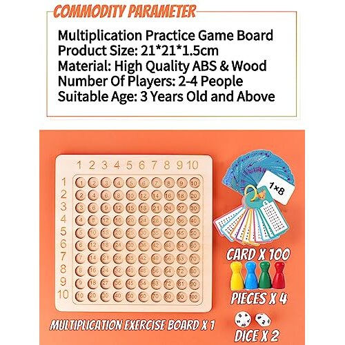 BLOOOK Wooden Montessori Multiplication Board Game,Hundred Boards,Times ...