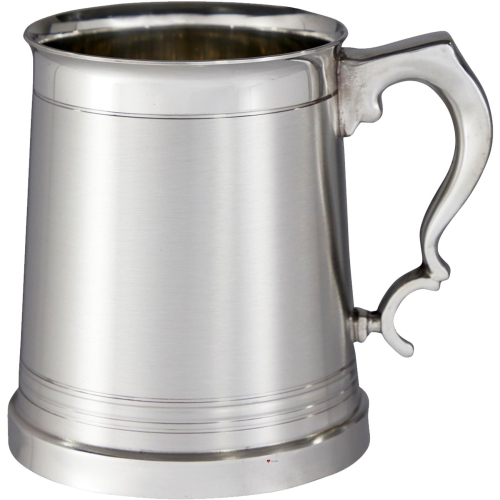 Pewter Extra Heavy Tankard 1 Pint Lanark Satin with Bright Detail Pure ...