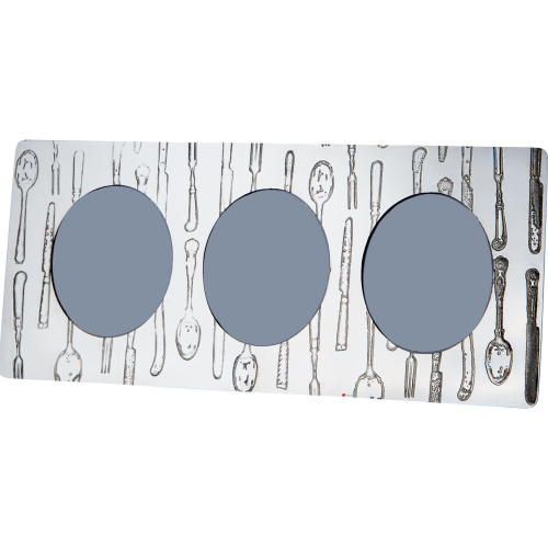 Triple Pewter Photo Frame Embossed Knife Fork Spoon Pattern Takes Three ...