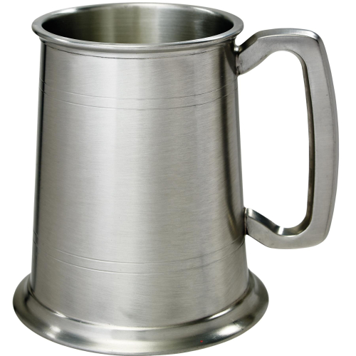 Pewter Tankard 1 Pint Plain Double Line Square Handle Antique Finish ...