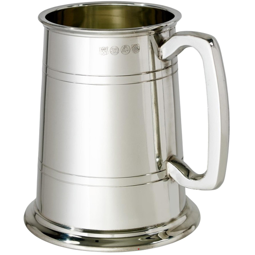 Pewter Glass Bottom Tankard 1 Pint Double Lines Feature Touchmark Pure ...