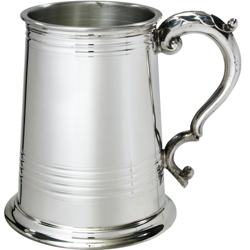Pewter Tankard 1 Pint Worcester Lined and Grooved Antique Handle Pure ...