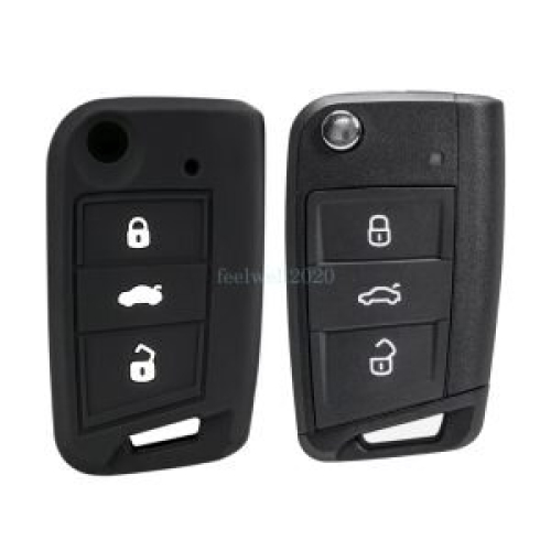 Remote Flip Key Fob Case + Silicone Cover For Volkswagen VW Golf Seat ...