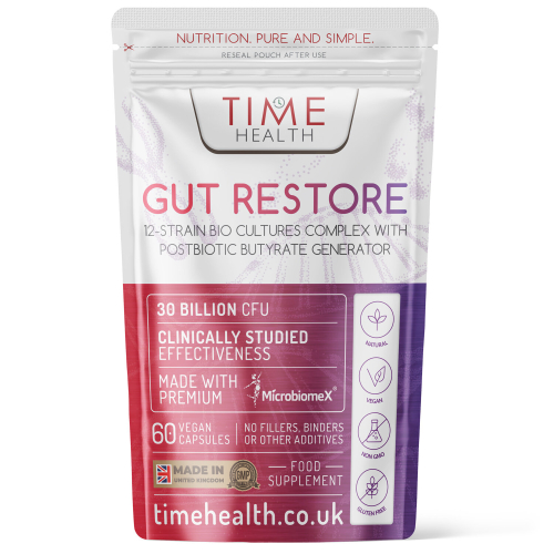Gut Restore - 30 Billion CFU - 12 Strain Probiotic - Postbiotic ...