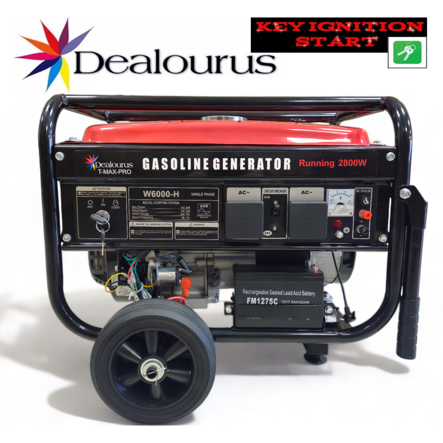 Portable Petrol Generator with wheels 3.0 KVA 8HP Quiet Power Electric ...