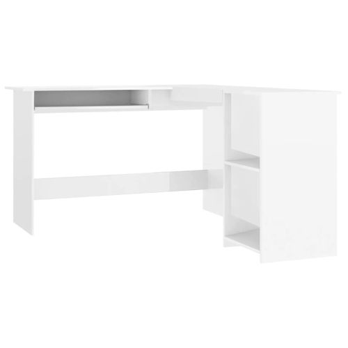 vidaXL L-Shaped Corner Desk Engineered Wood High Gloss White Computer ...