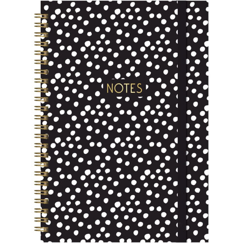 Black & White Polka Dots A5 Undated Notes Planner Wiro Bound 160 Pages ...