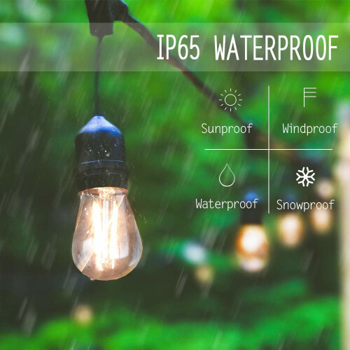 Svater S14 LED String Lights 49Ft Waterproof IP65 Commercial Grade ...