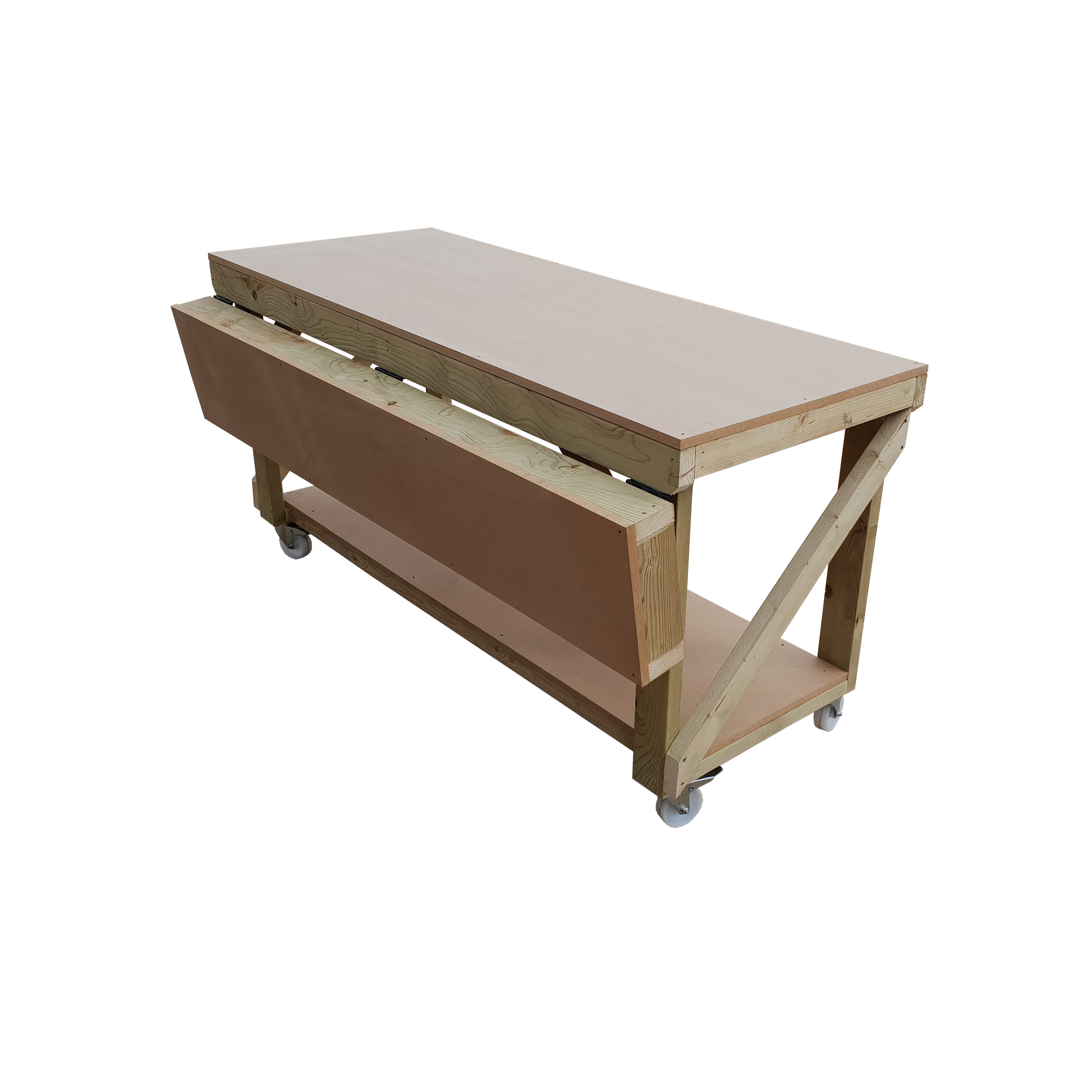 (4ft, Legs With Wheels) Wooden MDF Top Workbench With Extendable ...