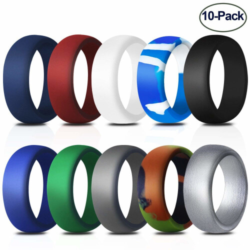 COOLOO Silicone Wedding Ring for Men, 10 Pack Affordable Silicone ...