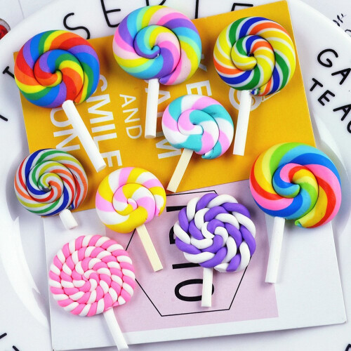 ULTNICE 36Pcs lollipop Prop Clay Candy Embellishment Rainbow Swirl ...