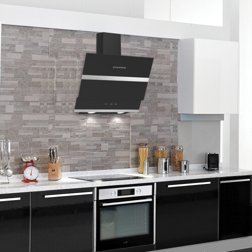 CIARRA Angled Cooker Hood 60cm Glass Chimney Hoods with Kitchen ...