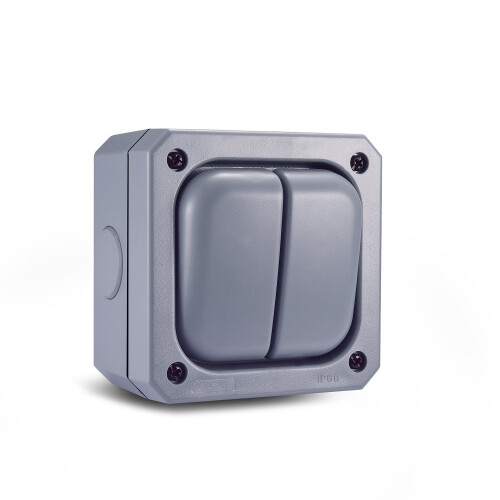 Aodoka Weatherproof Switch, IP66 Outdoor Double Switch (10A 2-Gang) on ...