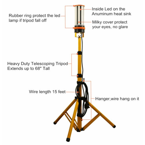 Choen 60w Led Tripod Work Light Led Site Light 6500 Lumen,360 Degree ...
