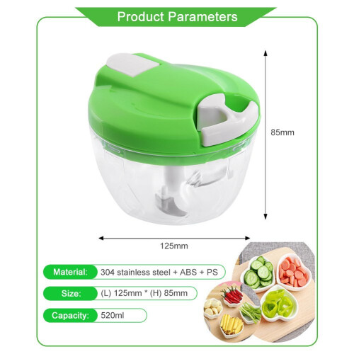 Mini Food Chopper Processor, 520ML Onion Vegetable Chopper with 3 ...