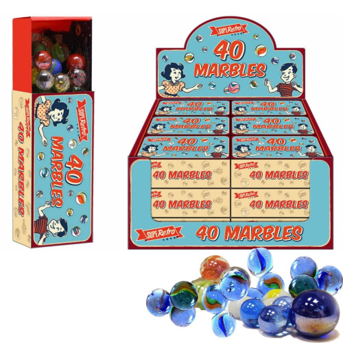 40 Mixed Glass Marbles in a Colourful Box on OnBuy