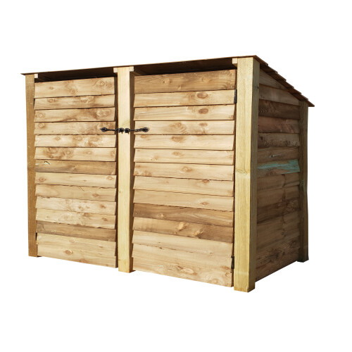 (6ft, Light Green) Wooden Log Store With Doors And Kindling Shelf - Reversed Roof (L-227cm, H ...