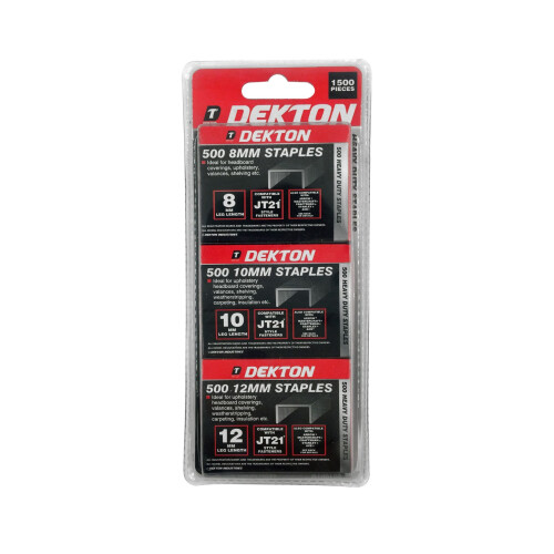 Dekton 1500 X Stapler Gun Refills 8mm,10mm & 12mm Staples Fabric Wood ...