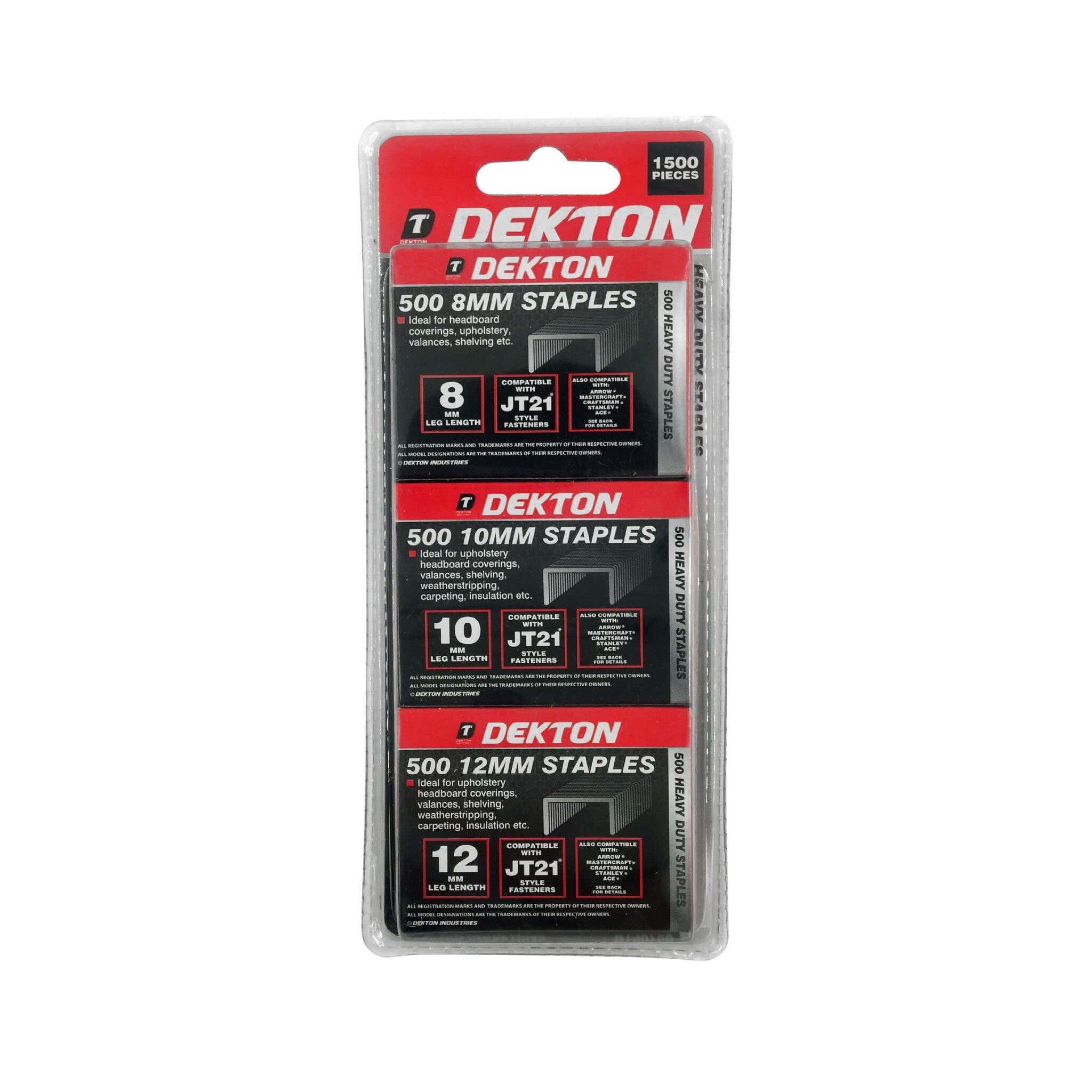Dekton 1500 X Stapler Gun Refills 8mm,10mm & 12mm Staples Fabric Wood ...