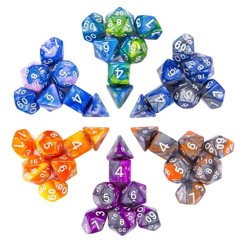 Polyhedral Dice, 42 Pieces Double Colors Table Game Dice with Gold ...