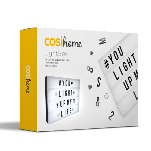 Cosi HomeÂ® A3 Cinematic Light Box with 120 Letters, Emoji, Smilies and ...