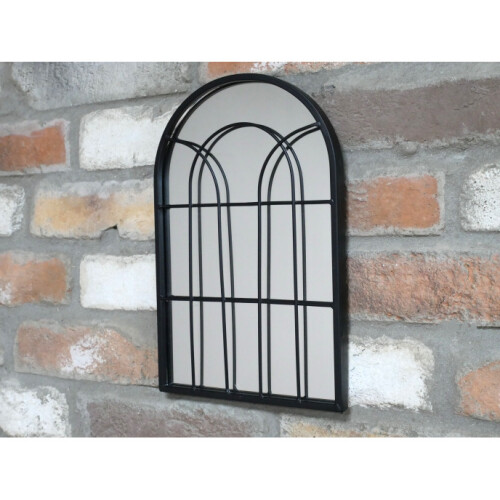 Small Black Wall Mirror Metal Arched Window Vintage Home / Garden 30cm ...