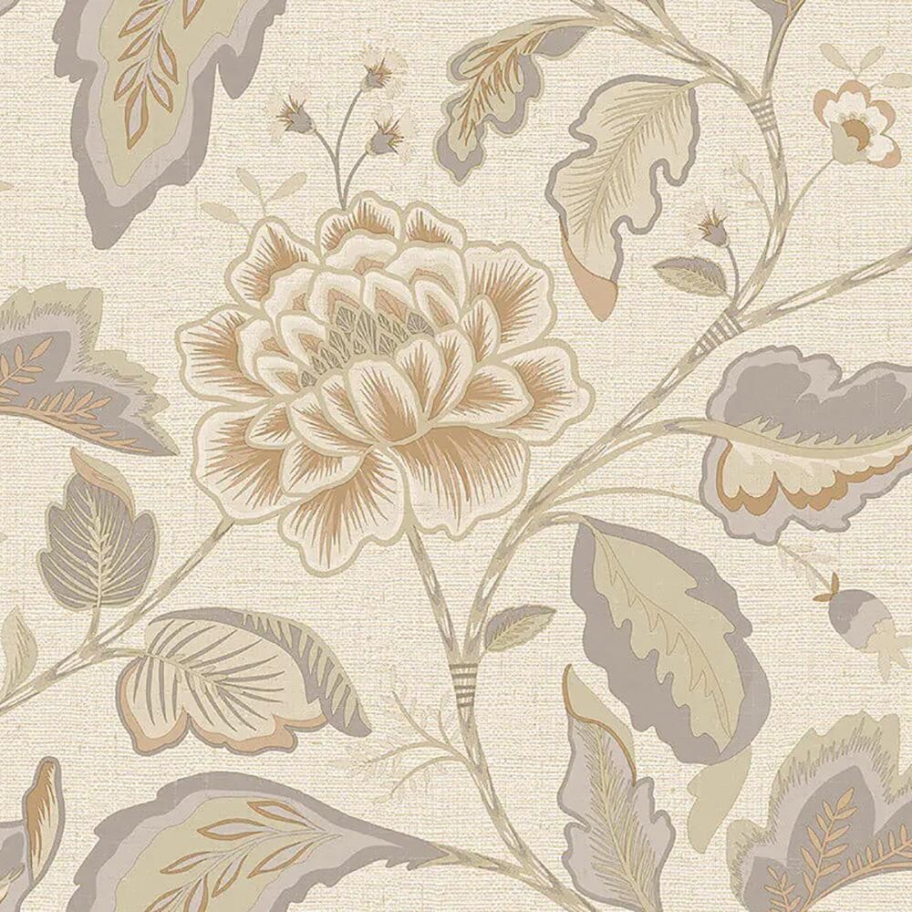 Belgravia Maya Trail Grey Cream Wallpaper Floral Leaves Luxury Vinyl on OnBuy