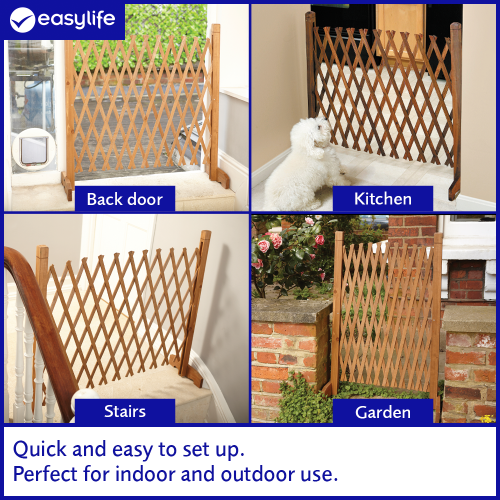 Solid Wood Expanding Fence | H:90cm x W:30-190 cm | Easylife | Natural ...