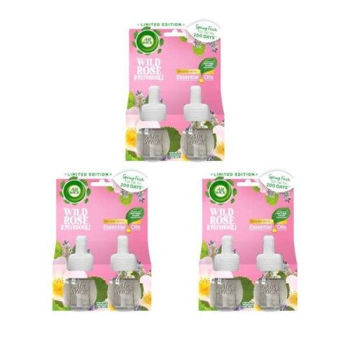 Airwick Air Freshener Plug In Diffuser Twin Refill Wild Rose & Patchouli 19ML - Pack of 3 on OnBuy
