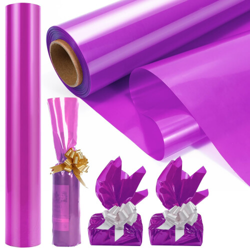 Bilibunny Purple Cellophane Wrap for Gift Baskets, 86CM Wide X 30M Long ...