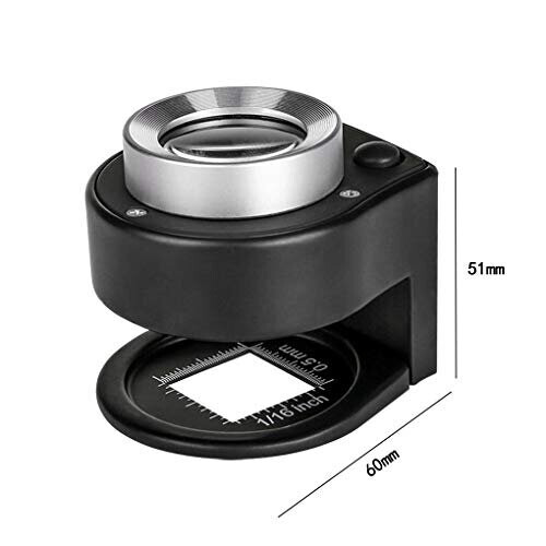 30X Linen Tester Loupe Full Metal Scale Magnifier with LED and UV Light ...