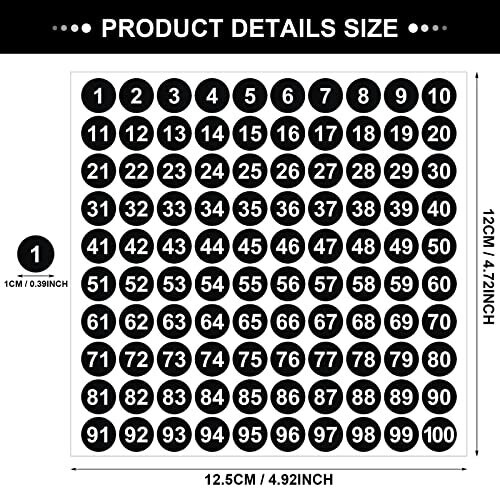 Cobee 1 to 100 Number Stickers 2500Pcs 25 Sheets Vinyl Number Stickers Self-Adhesive Waterproof ...