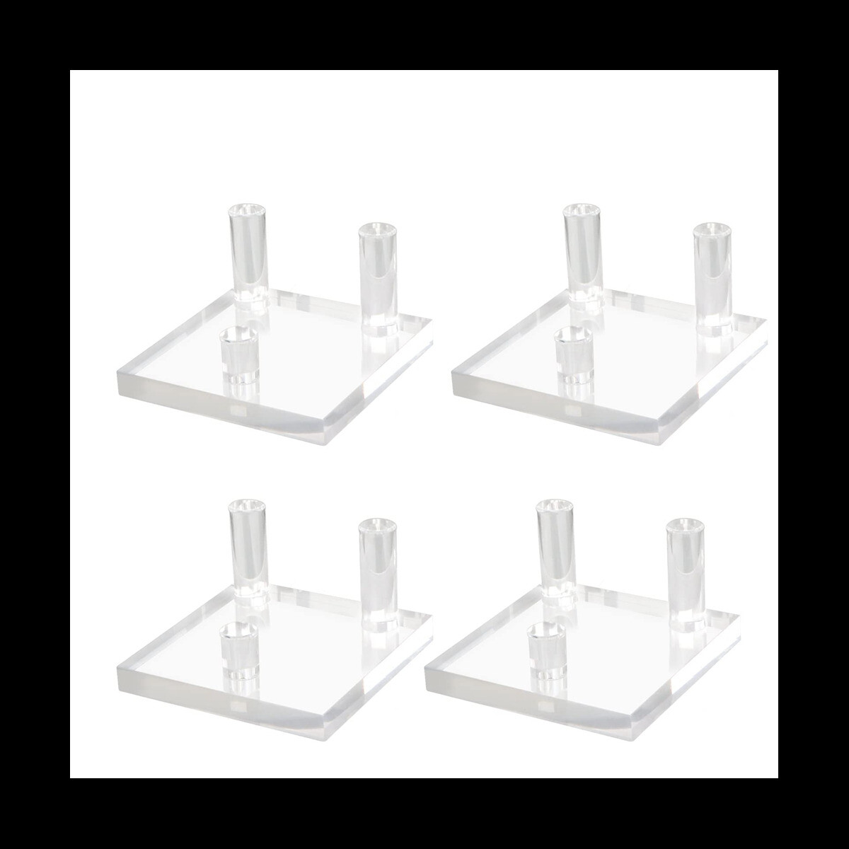 4 Packs 2.5Inch Rock Display Stand, Three-Peg Square Acrylic Display ...