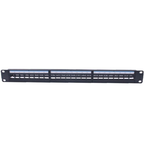 1U Cabinet Pass-Through 24 Port CAT6 Patch Panel RJ45 Connector Network ...