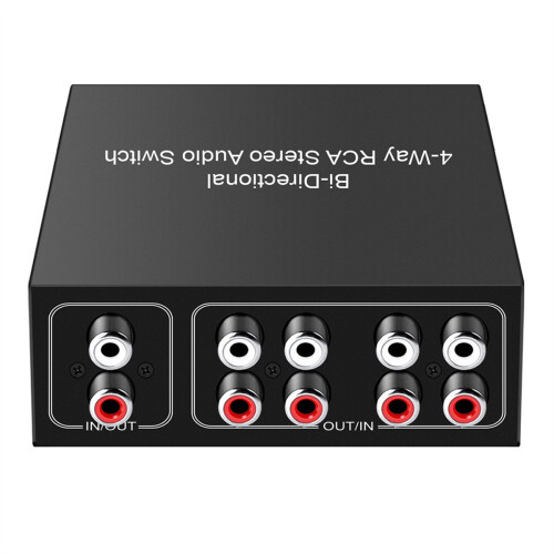 4 Ports Bi-Directional RCA Audio Switcher Box Audio Rotary Switch Plug ...