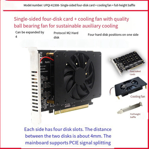 PCIEX16 NVME M2 MKEY SSD RAID Array Expansion Adapter Card Motherboard ...